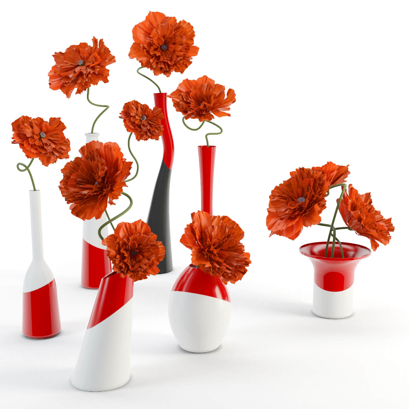 Poppies Flowers - 3D Model by 3d skay blue