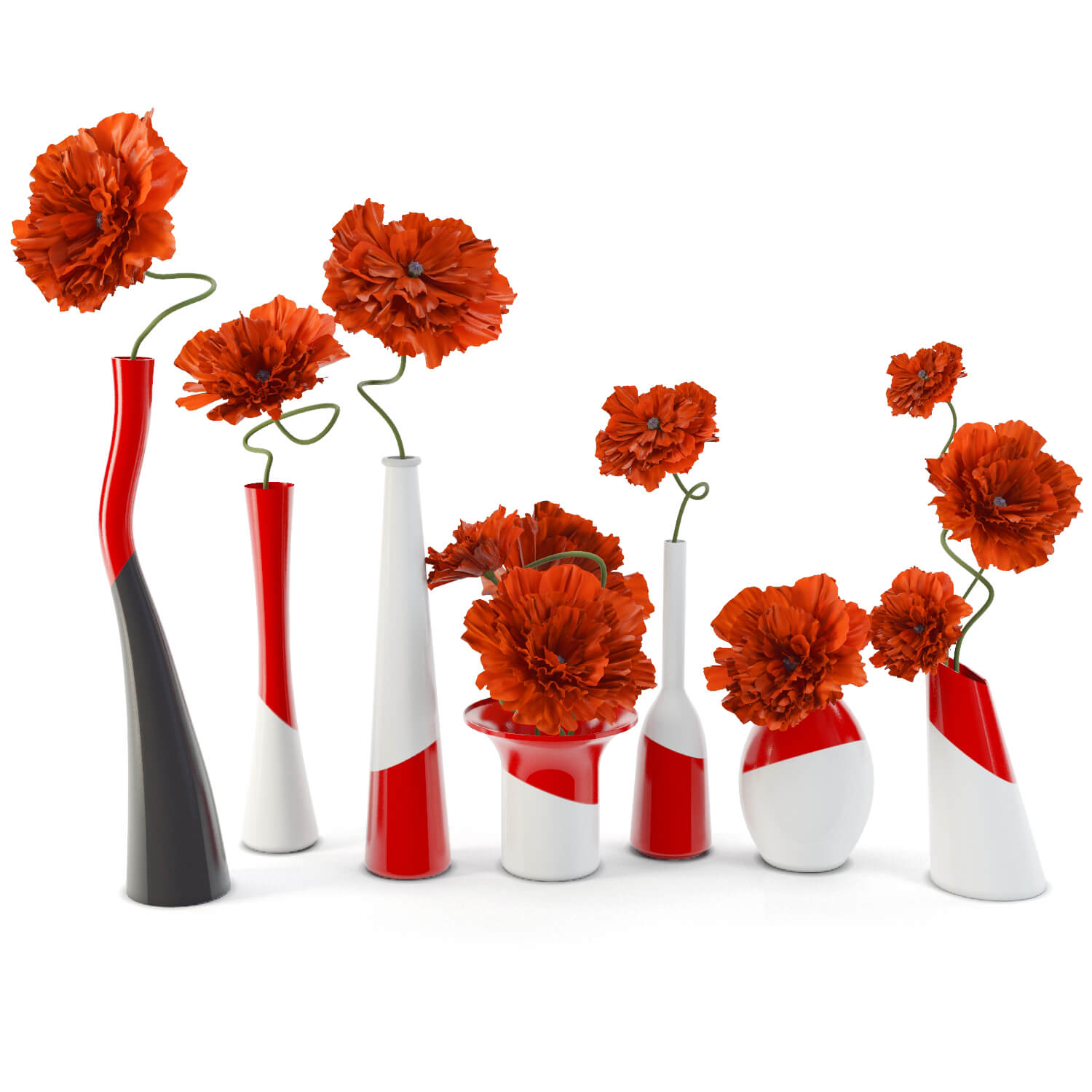 Poppies Flowers - 3D Model by 3d skay blue