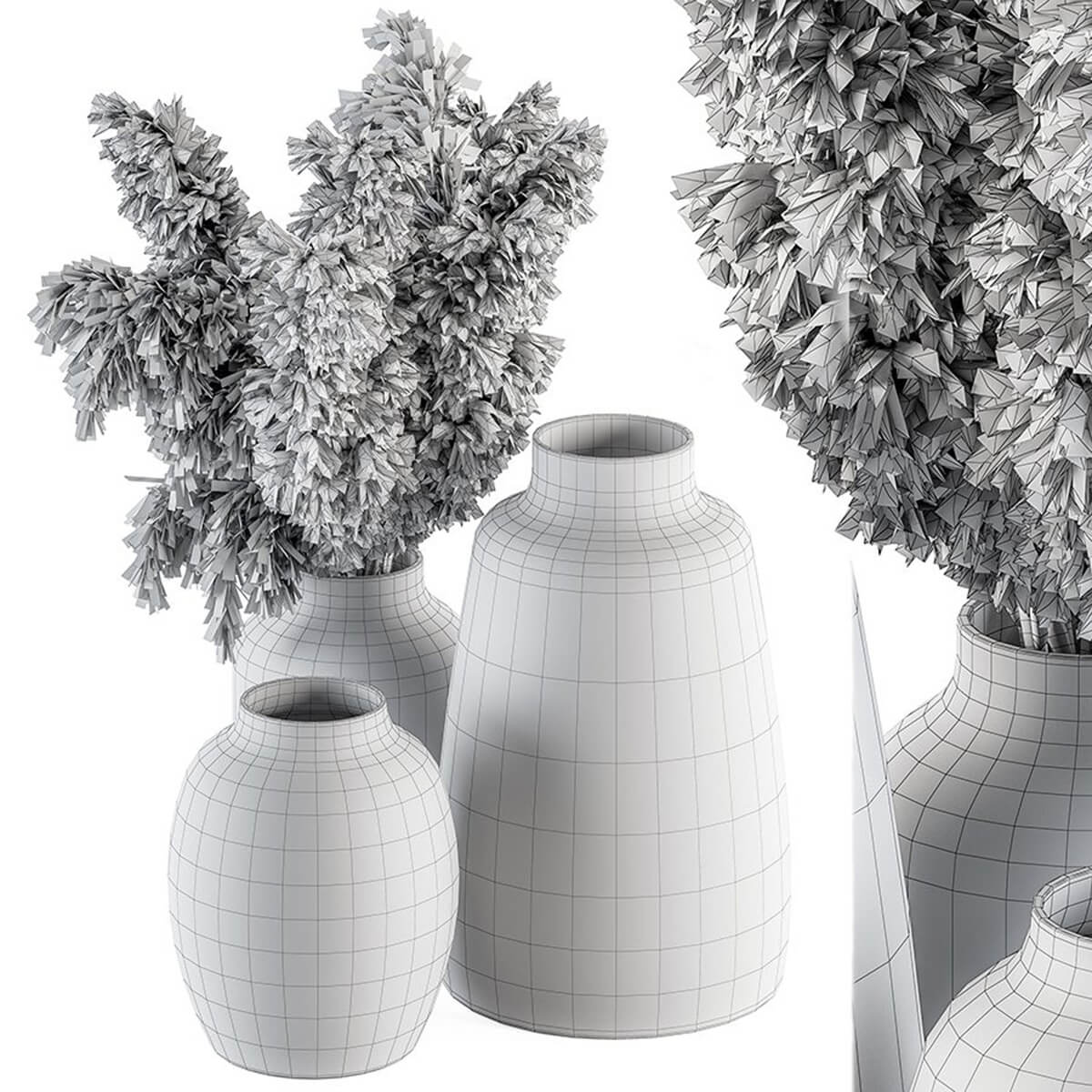 Vase and Plant Decorative Set - 3D Model by 3d skay blue