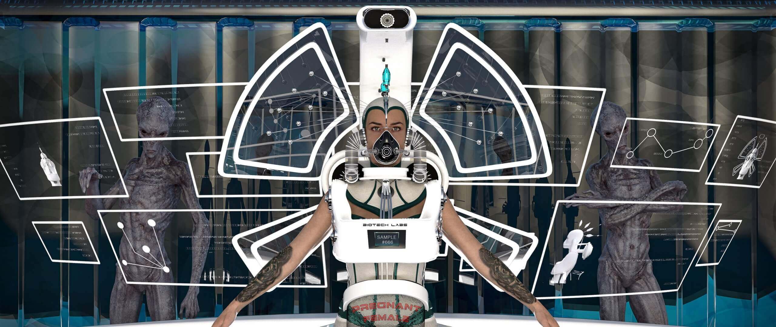 Alien Bio Engineering Laboratory 3D Desktop HD Wallpaper