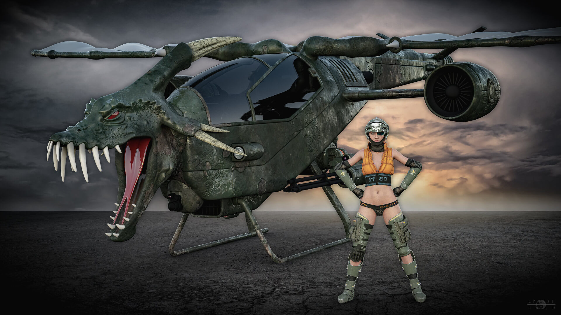 Dragon Squadron Pilot and Aircraft by 3D4U2C | RenderHub Wallpapers