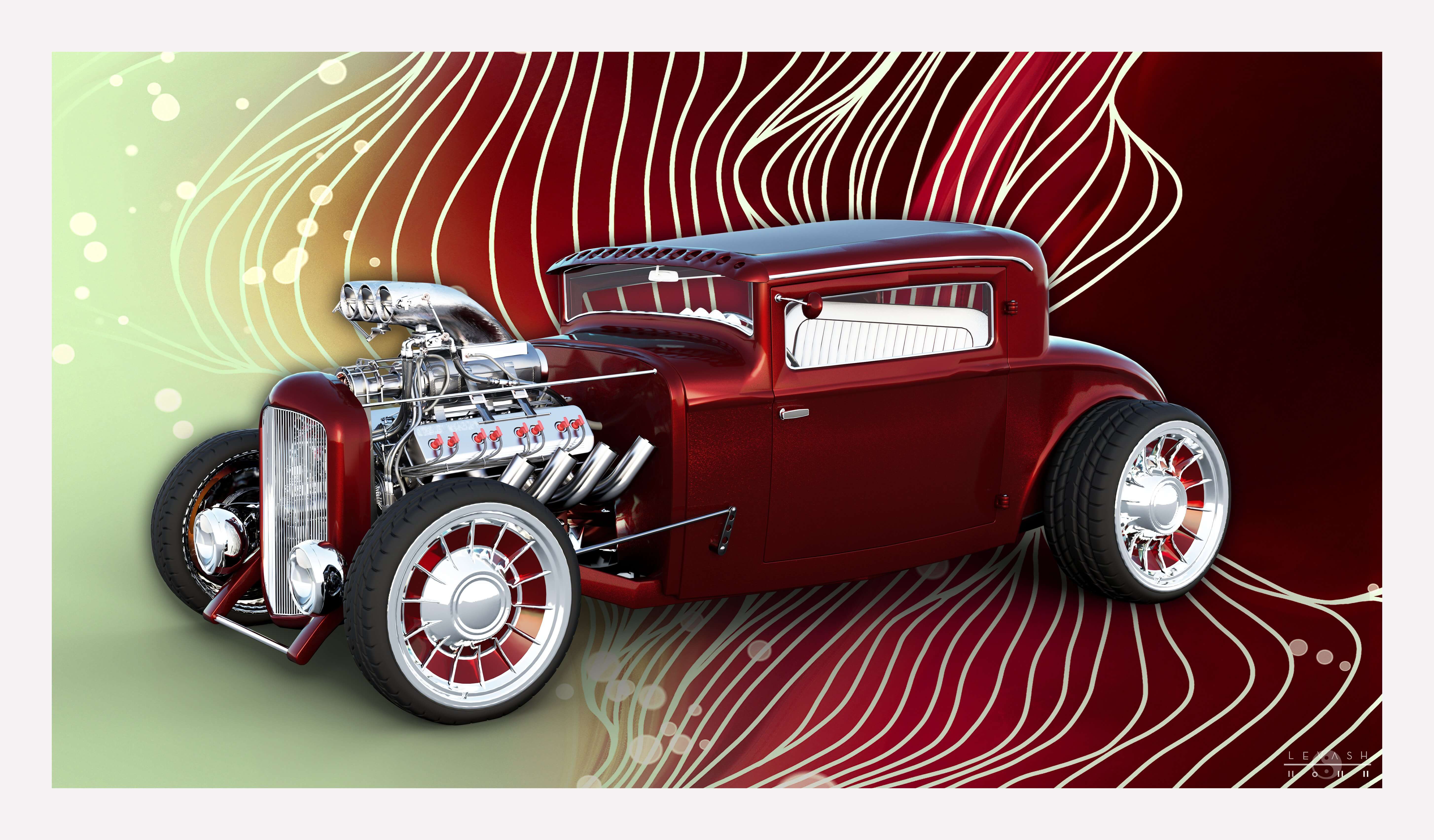 CUSTOM HOT ROD POSTER 'CHERRY BOMB' 3D Render by 3D4U2C