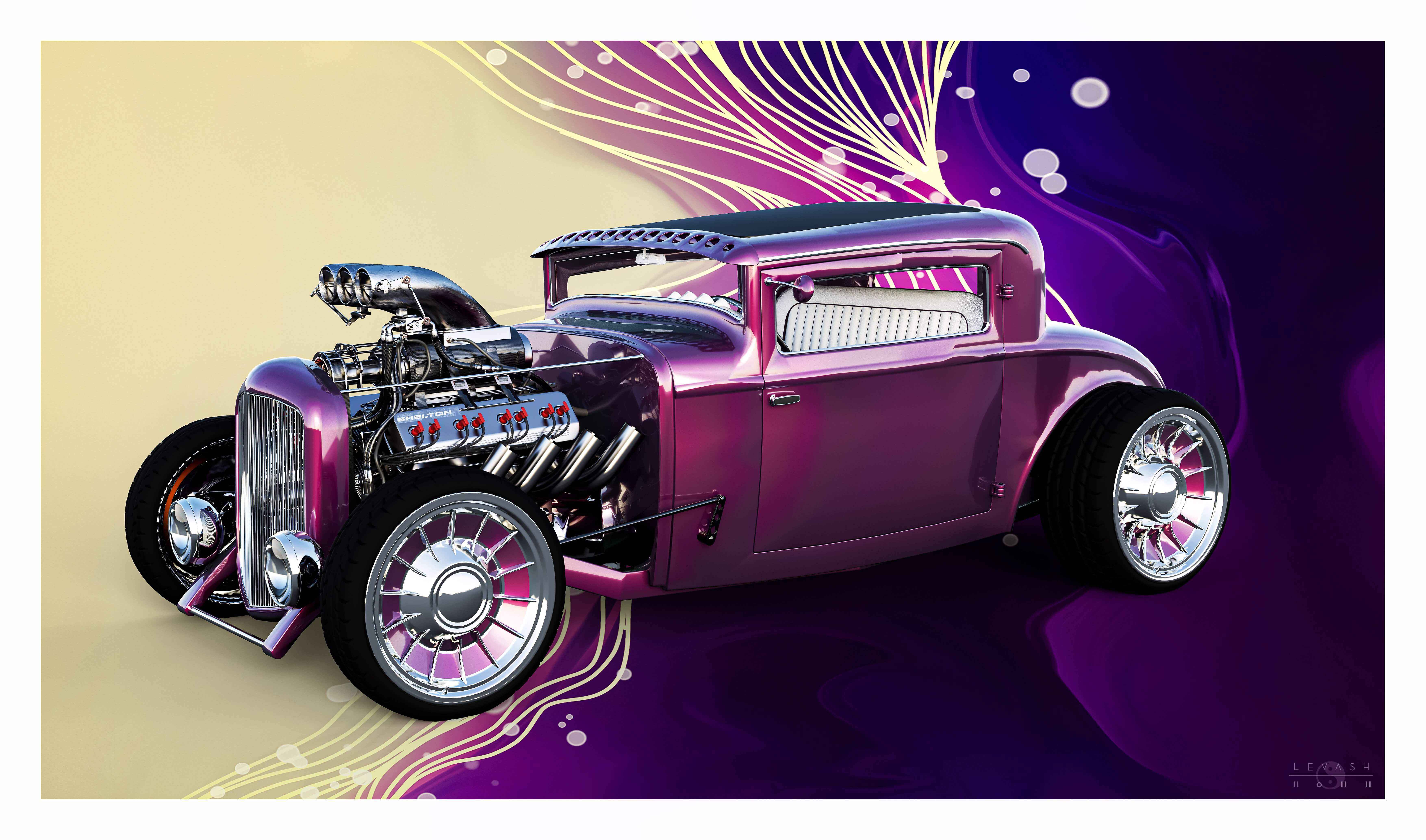CUSTOM HOT ROD POSTER 3D Render, Digital Art by 3D4U2C