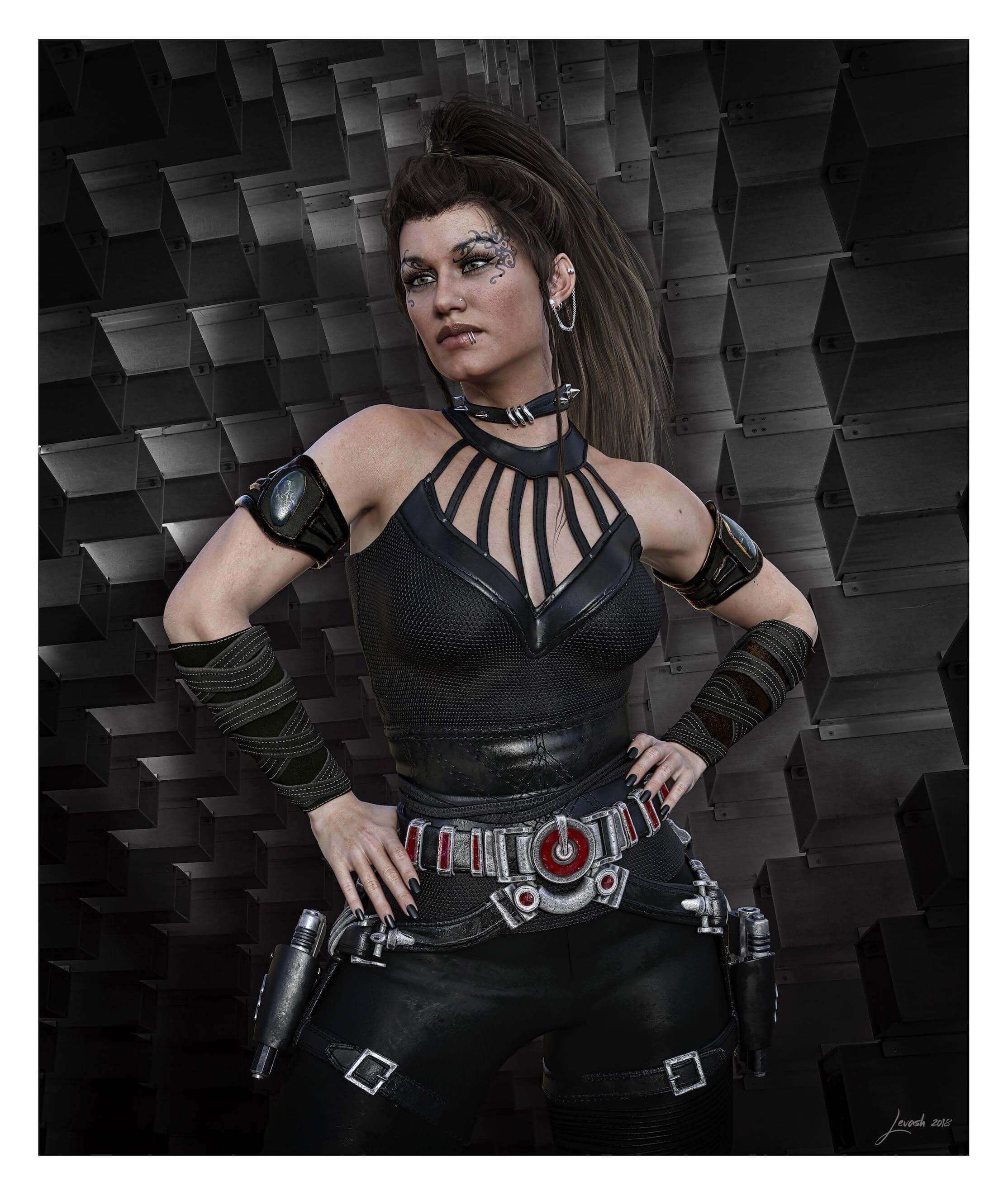 Female Bounty Hunter 3D Render, Digital Art by 3D4U2C