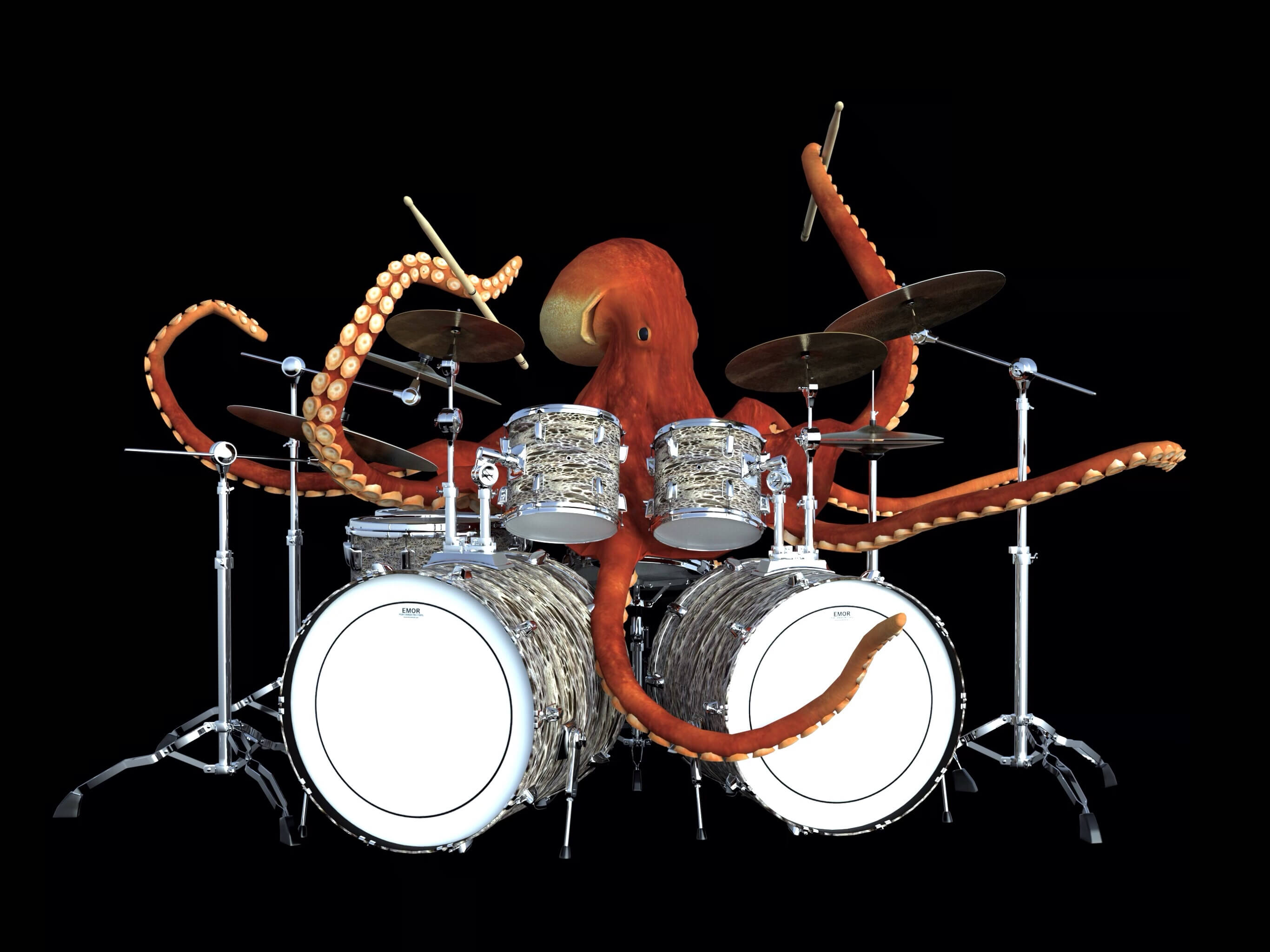 OCTO DRUMMER 3D Render, Digital Art by 3D4U2C