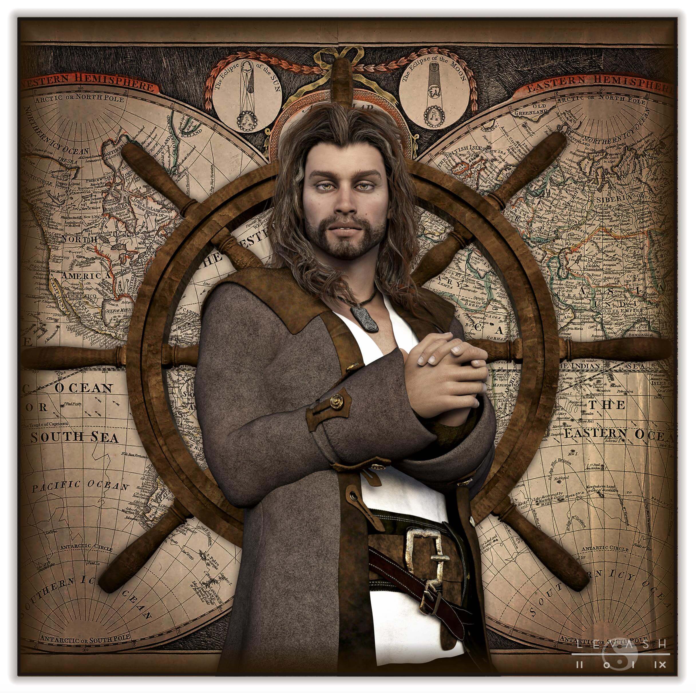 SHIPS CAPTAIN CHARACTER 3D Render, Digital Art by 3D4U2C