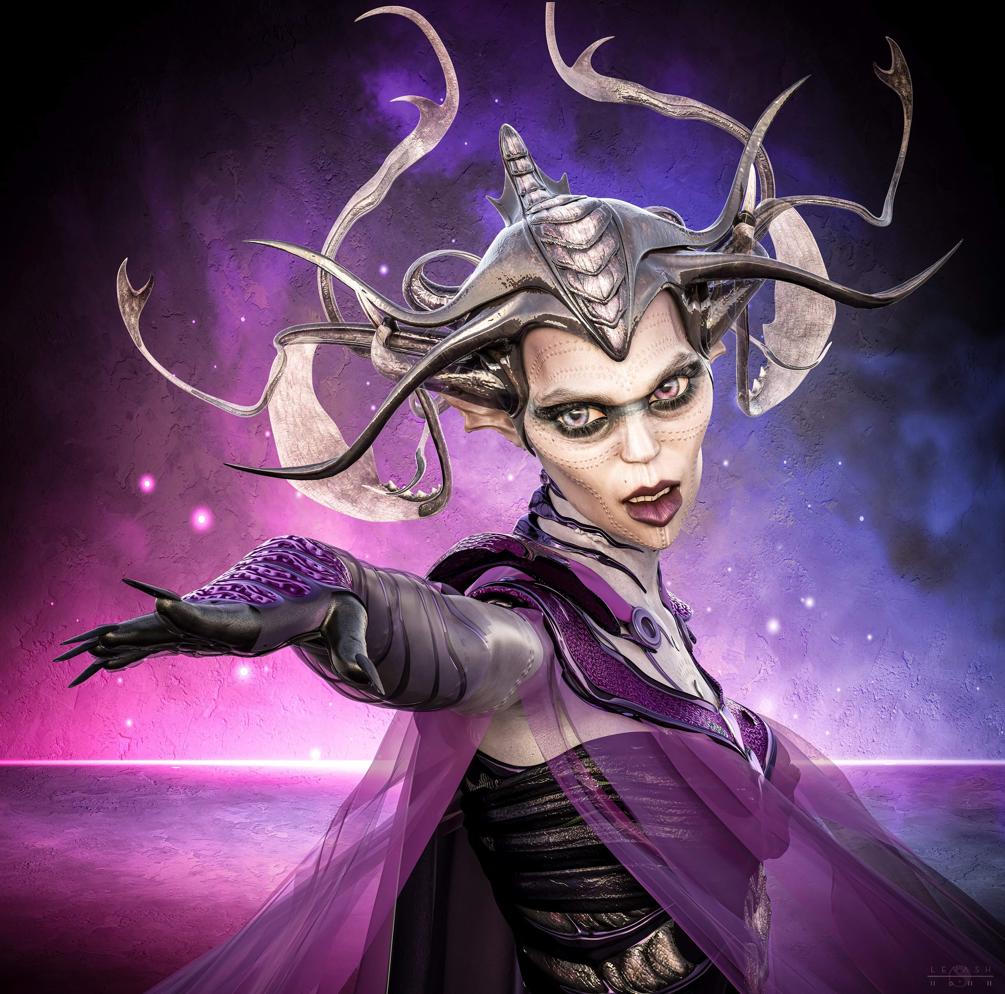 THE ALIEN PRIESTESS 3D Render, Digital Art by 3D4U2C