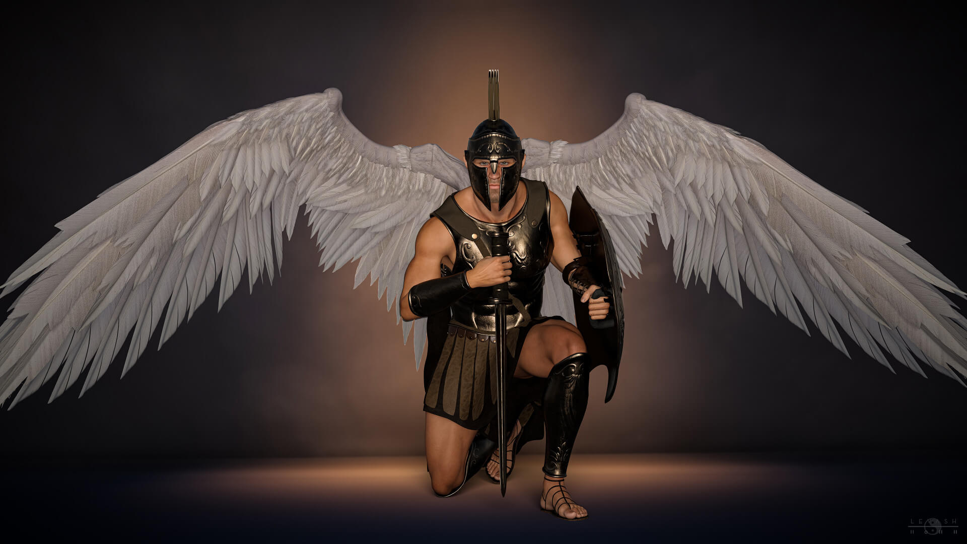 The Warrior Protector Wallpaper by 3D4U2C | RenderHub Wallpapers