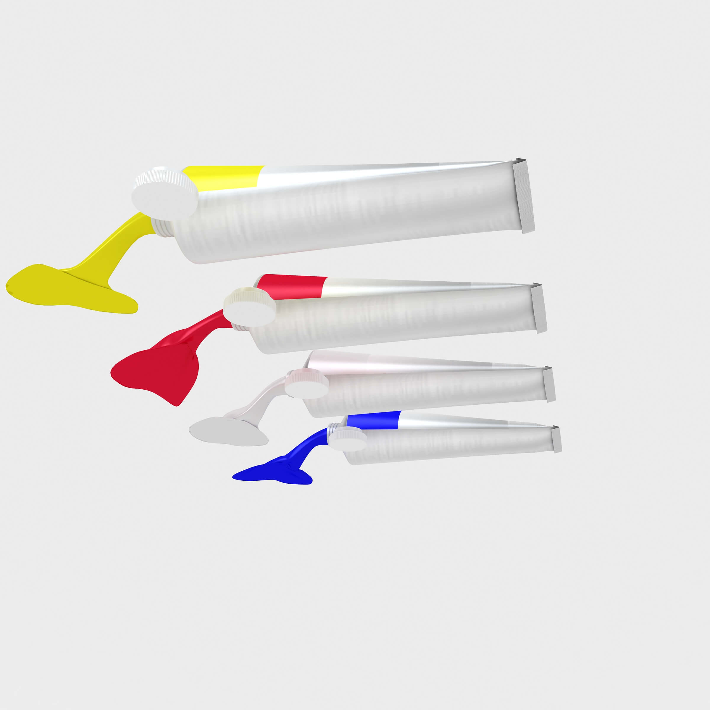 Oil Paint Tubes 4 Colors Set - 3D Model by 3dcharity