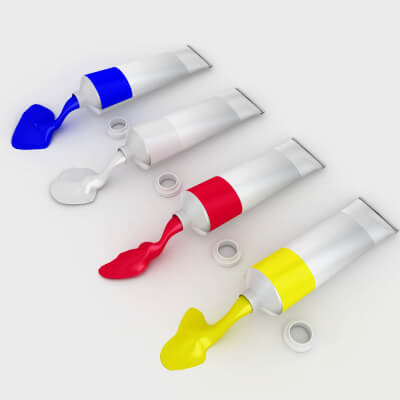 Oil Paint Tubes 4 Colors Set - 3D Model by 3dcharity