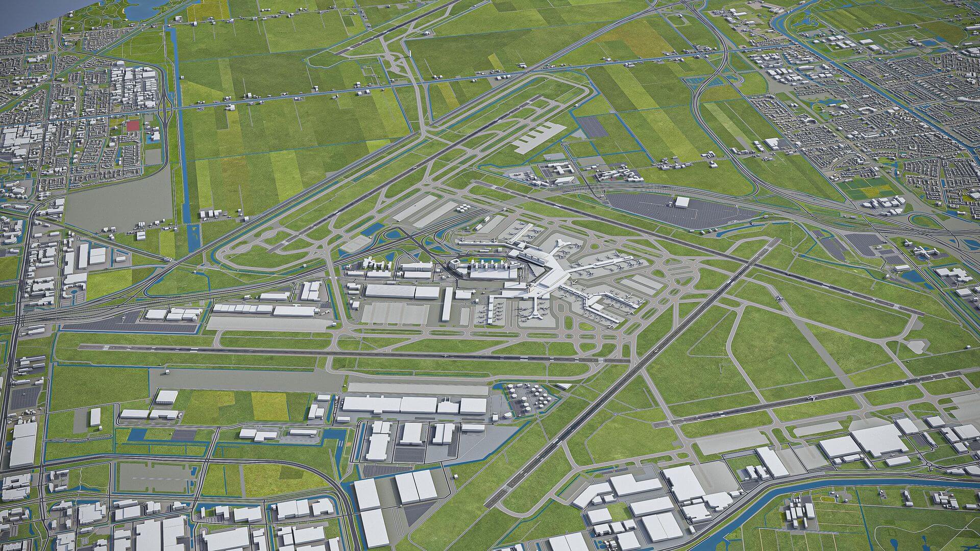 Amsterdam Schiphol Airport - AMS 3D Model by 3dcitymodels