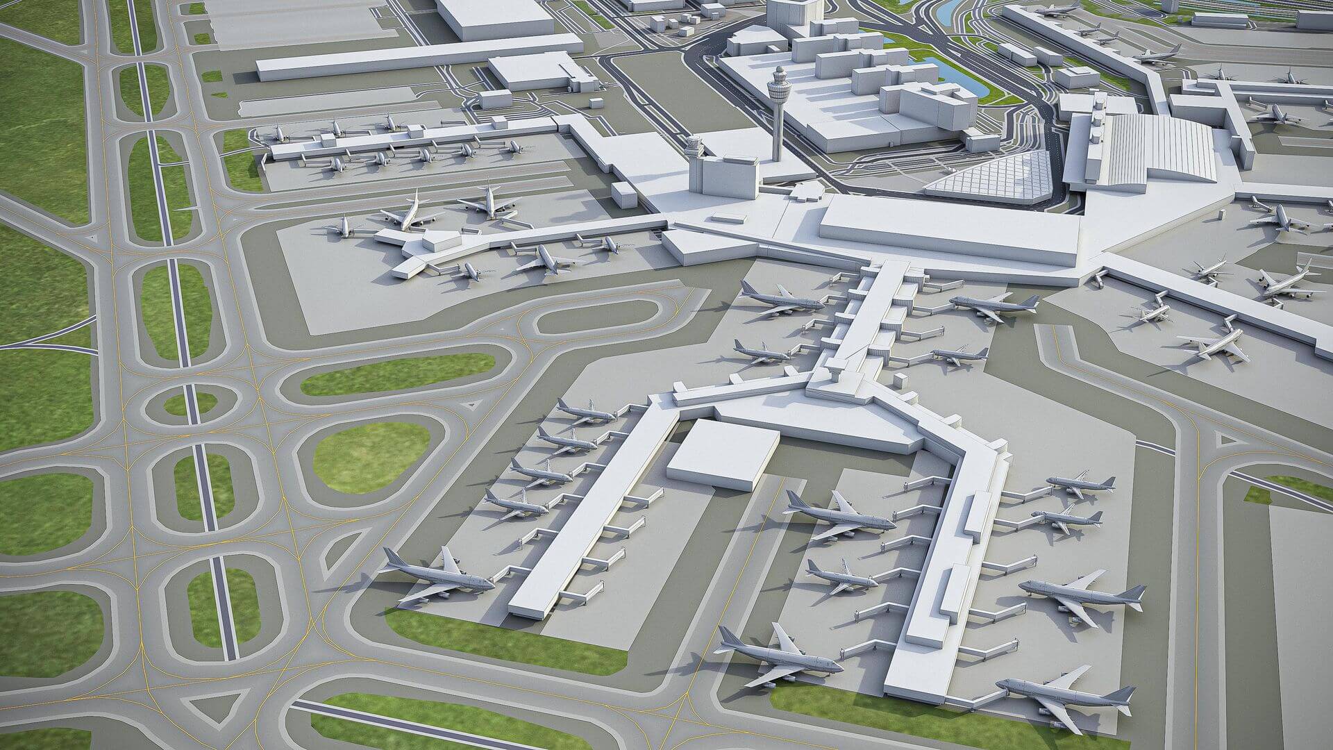 Amsterdam Schiphol Airport - AMS 3D Model by 3dcitymodels