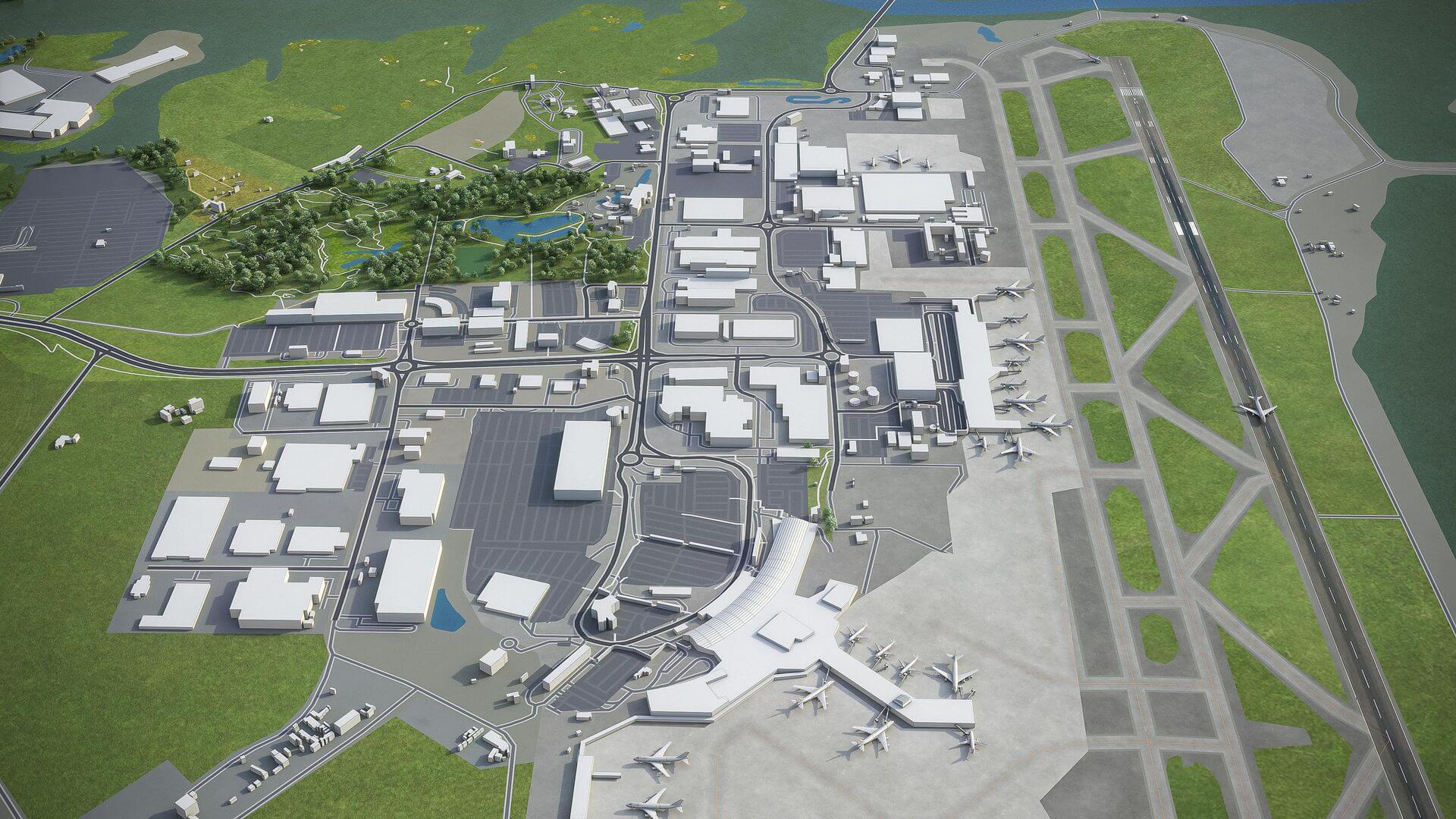 Auckland Airport - AKL 3D Model by 3dcitymodels