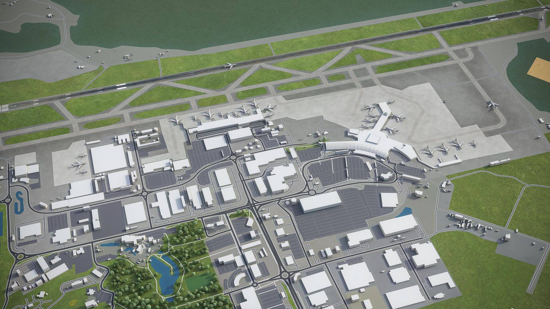 Auckland Airport - AKL 3D Model by 3dcitymodels