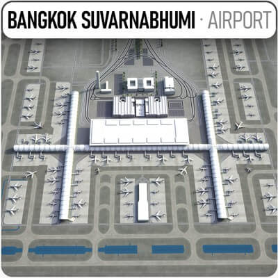 Bangkok Suvarnabhumi Airport - BKK 3D Model by 3dcitymodels