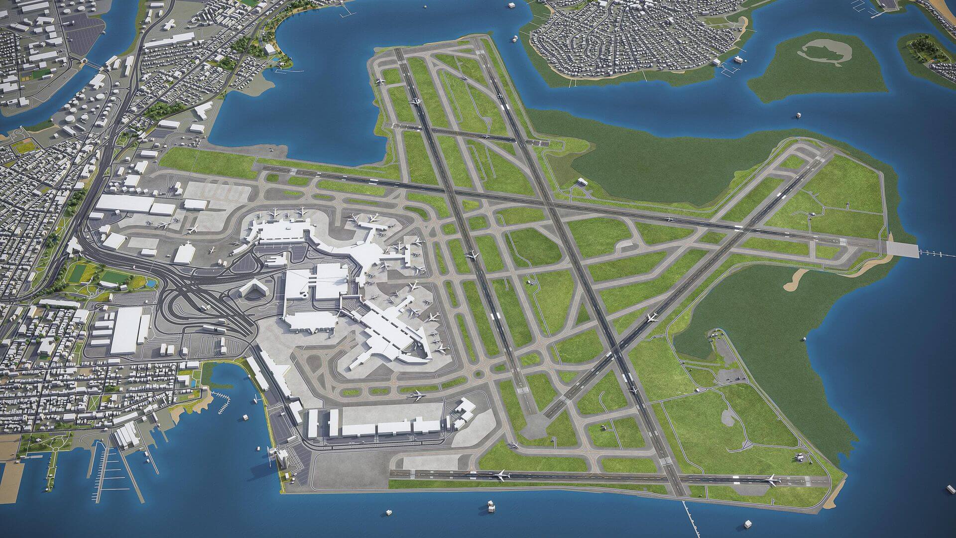 Boston Logan International Airport - BOS 3D Model by 3dcitymodels