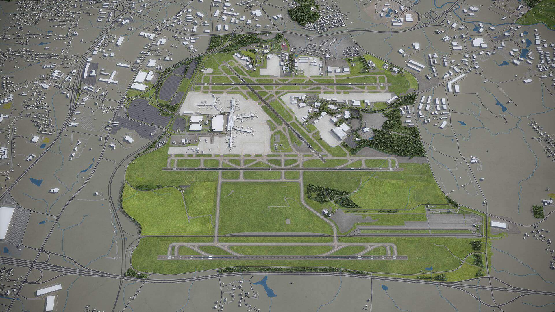 Charlotte Douglas International Airport - CLT 3D Model by 3dcitymodels
