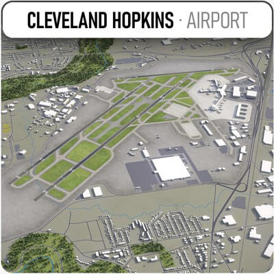 Cleveland Hopkins International Airport - CLE 3D Model by 3dcitymodels