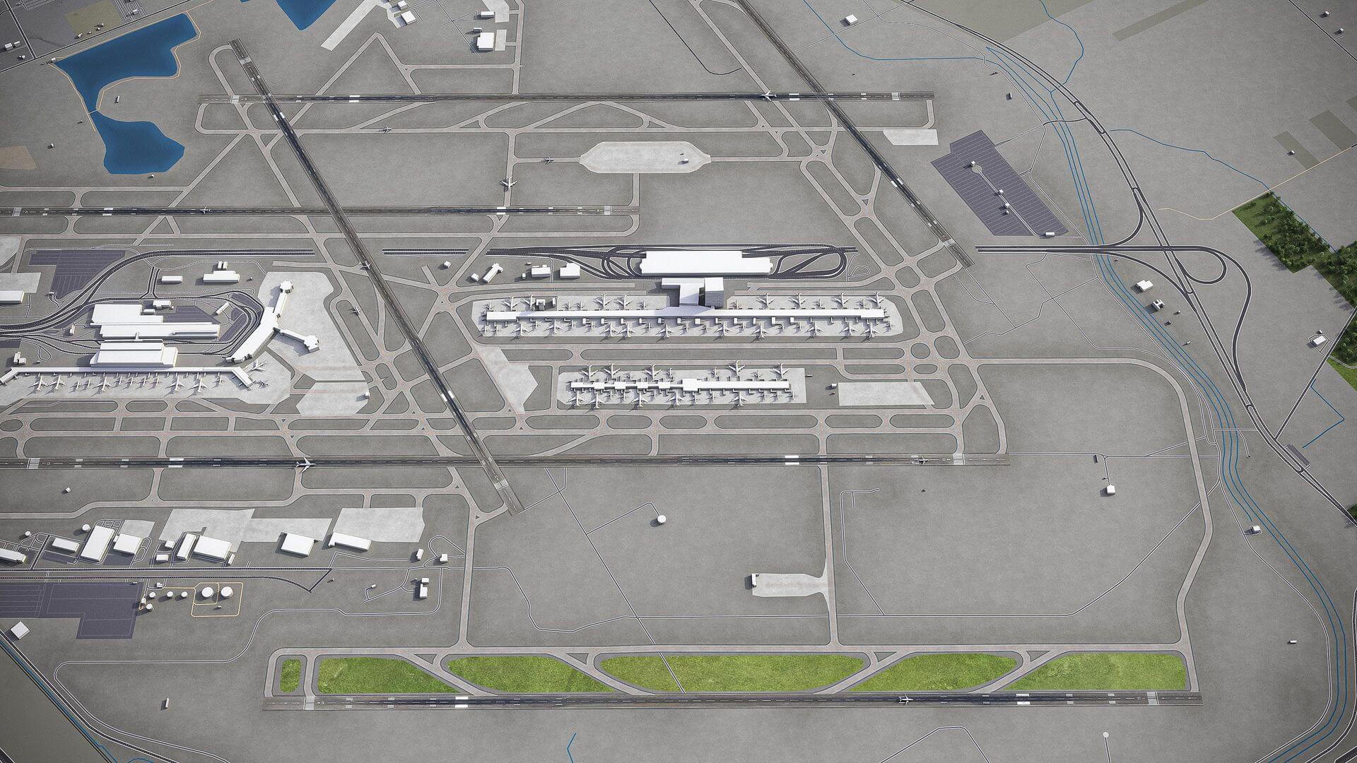 Detroit Metropolitan Wayne County Airport - DTW 3D Model by 3dcitymodels
