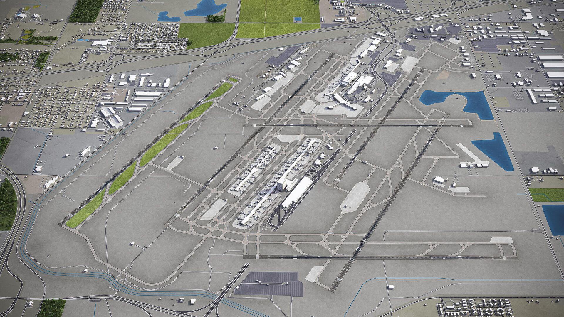 Detroit Metropolitan Wayne County Airport - DTW 3D Model by 3dcitymodels