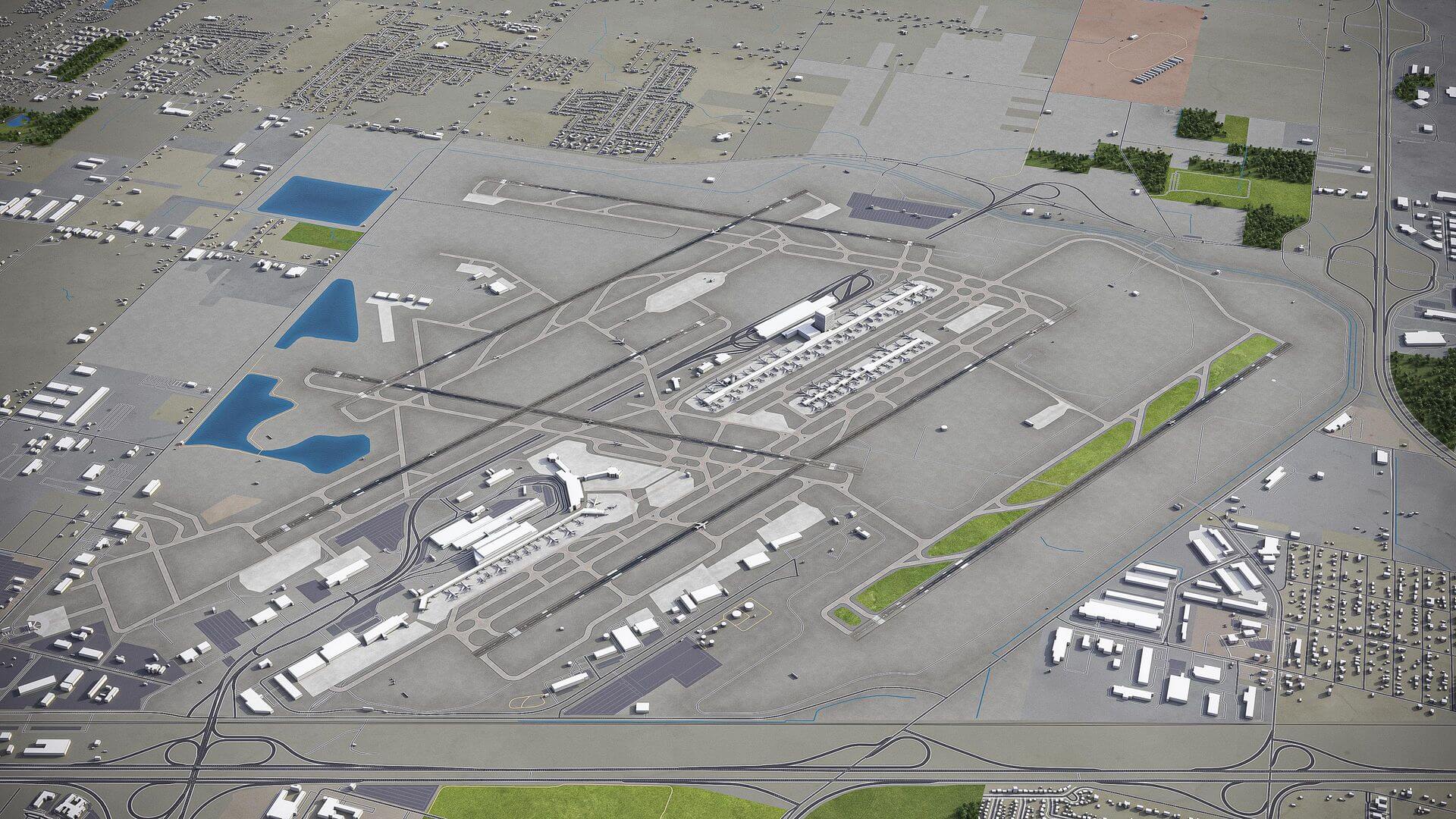 Detroit Metropolitan Wayne County Airport - DTW 3D Model by 3dcitymodels