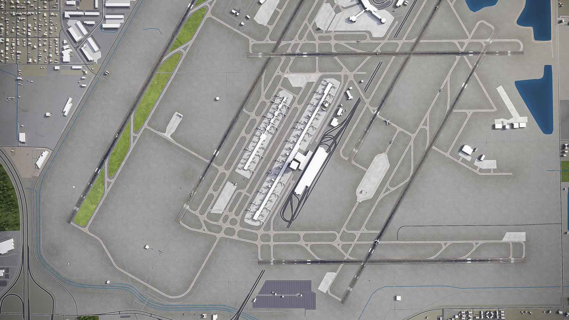Detroit Metropolitan Wayne County Airport - DTW 3D Model by 3dcitymodels