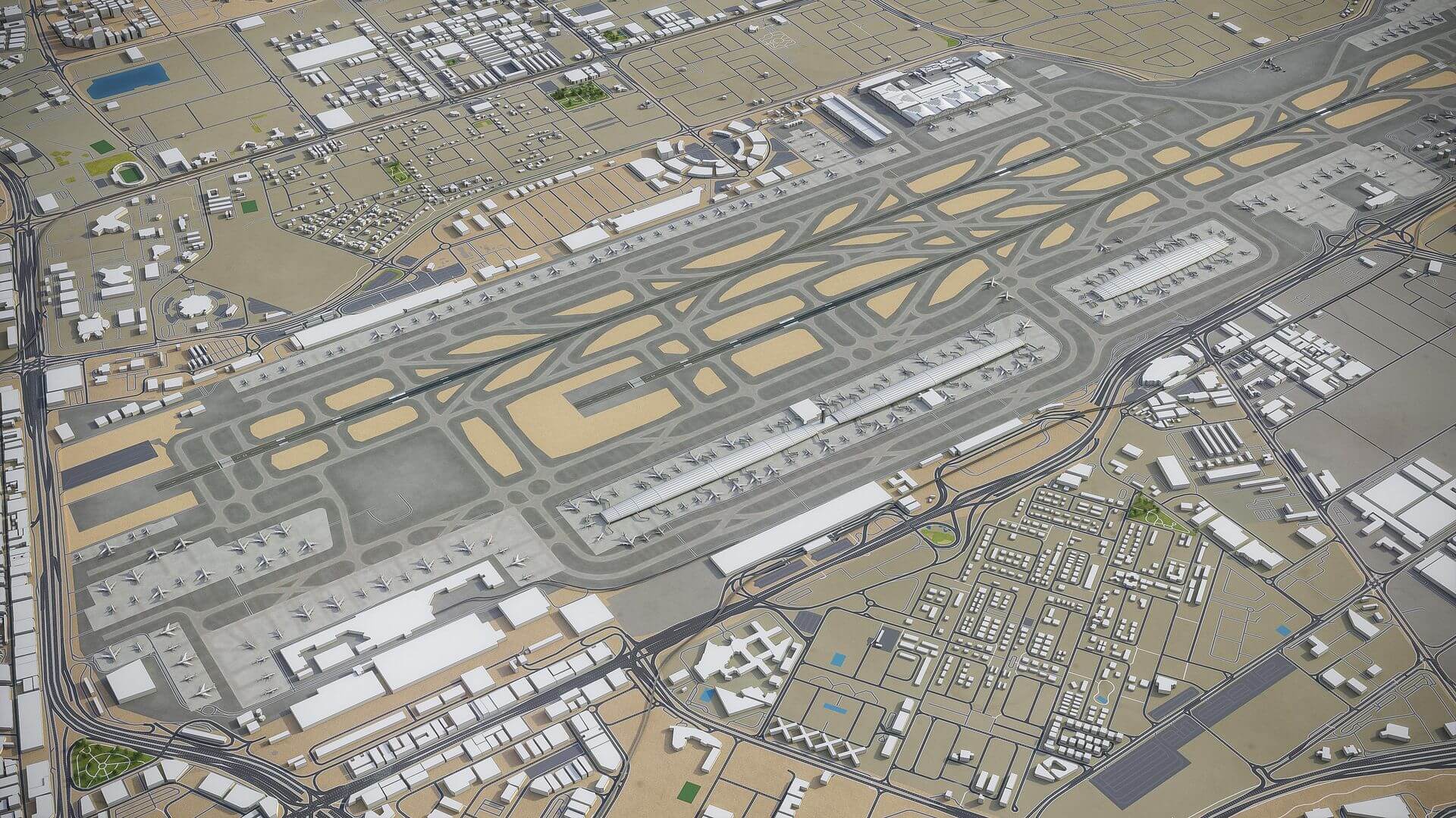 Dubai International Airport - DXB 3D Model by 3dcitymodels