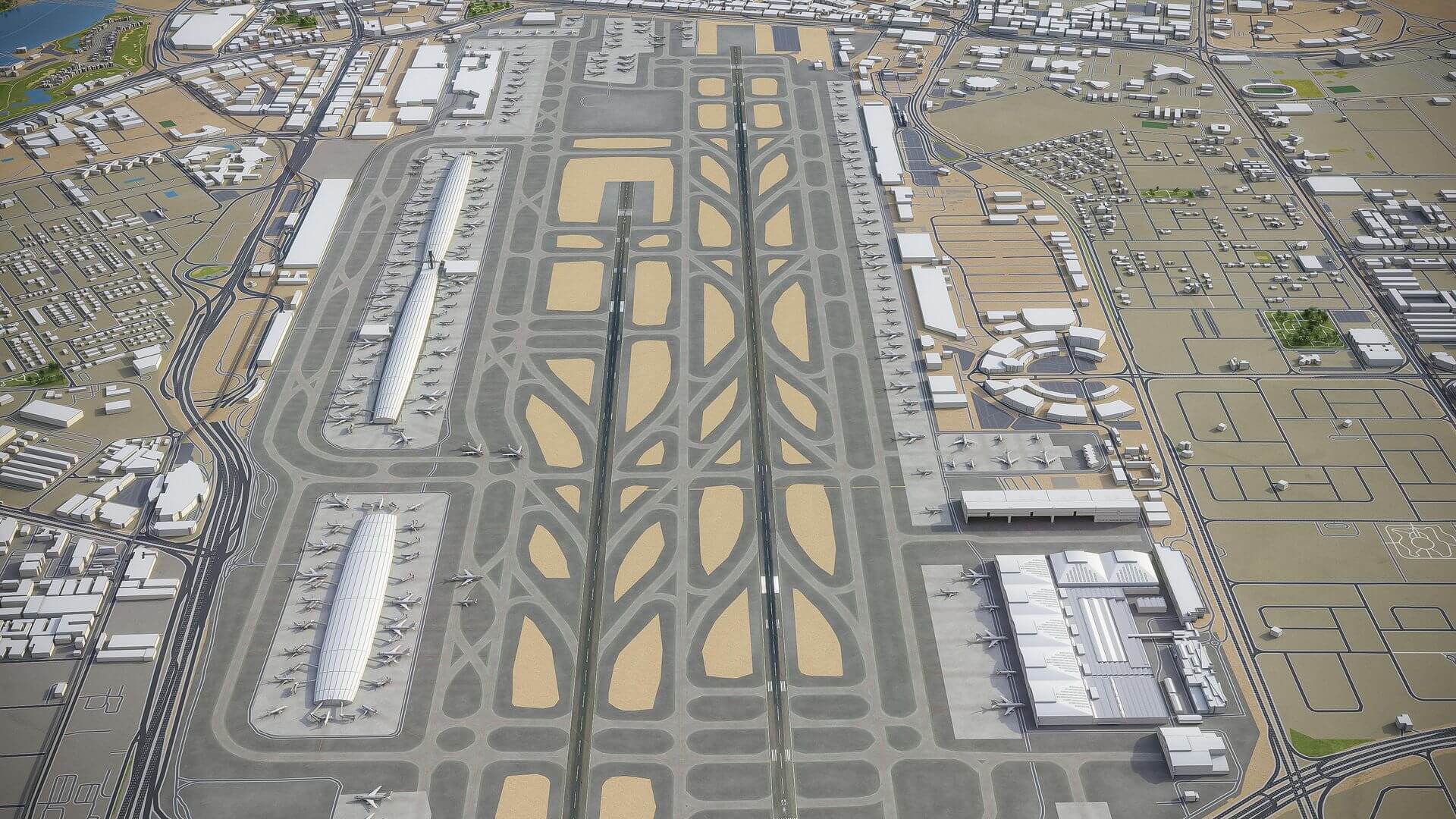 Dubai International Airport - DXB 3D Model by 3dcitymodels
