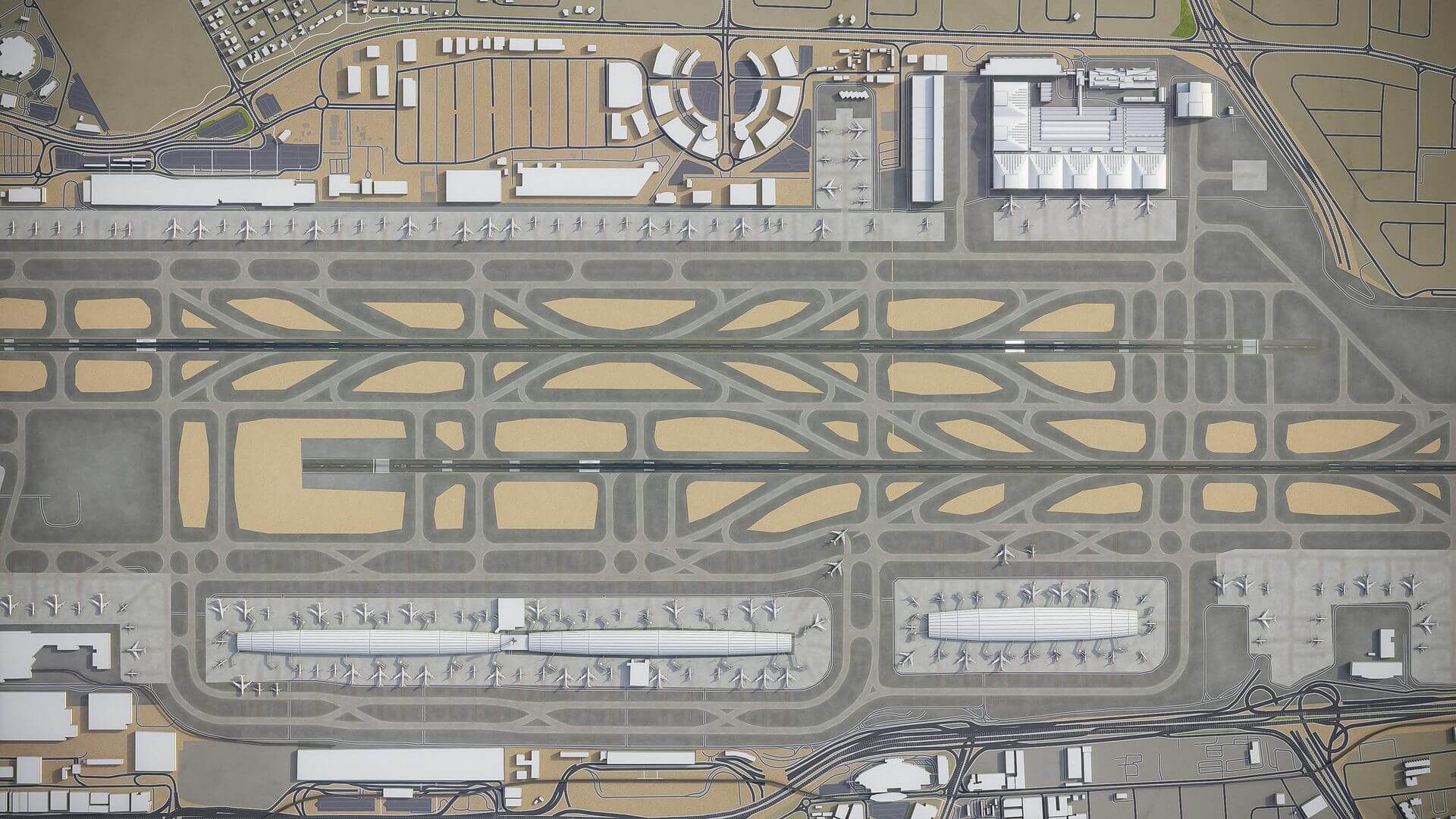 Dubai International Airport - DXB 3D Model by 3dcitymodels