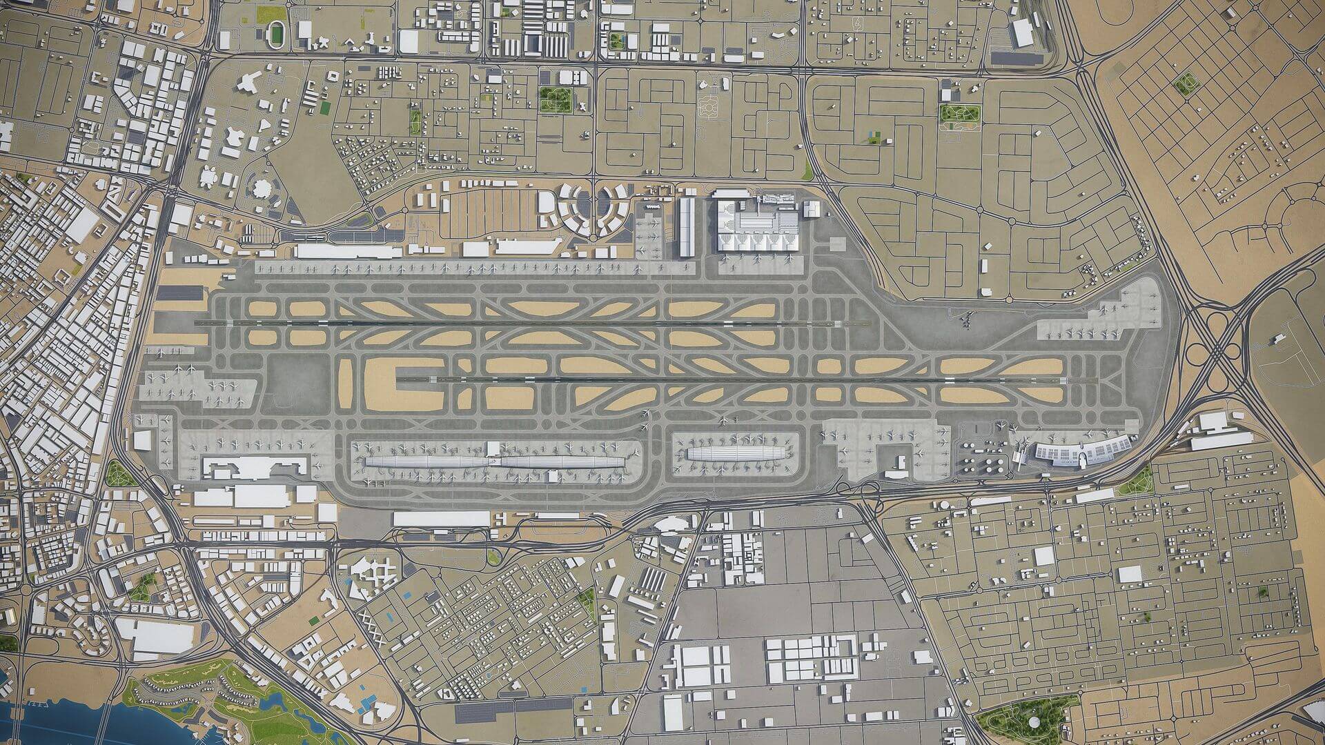 Dubai International Airport - DXB 3D Model by 3dcitymodels