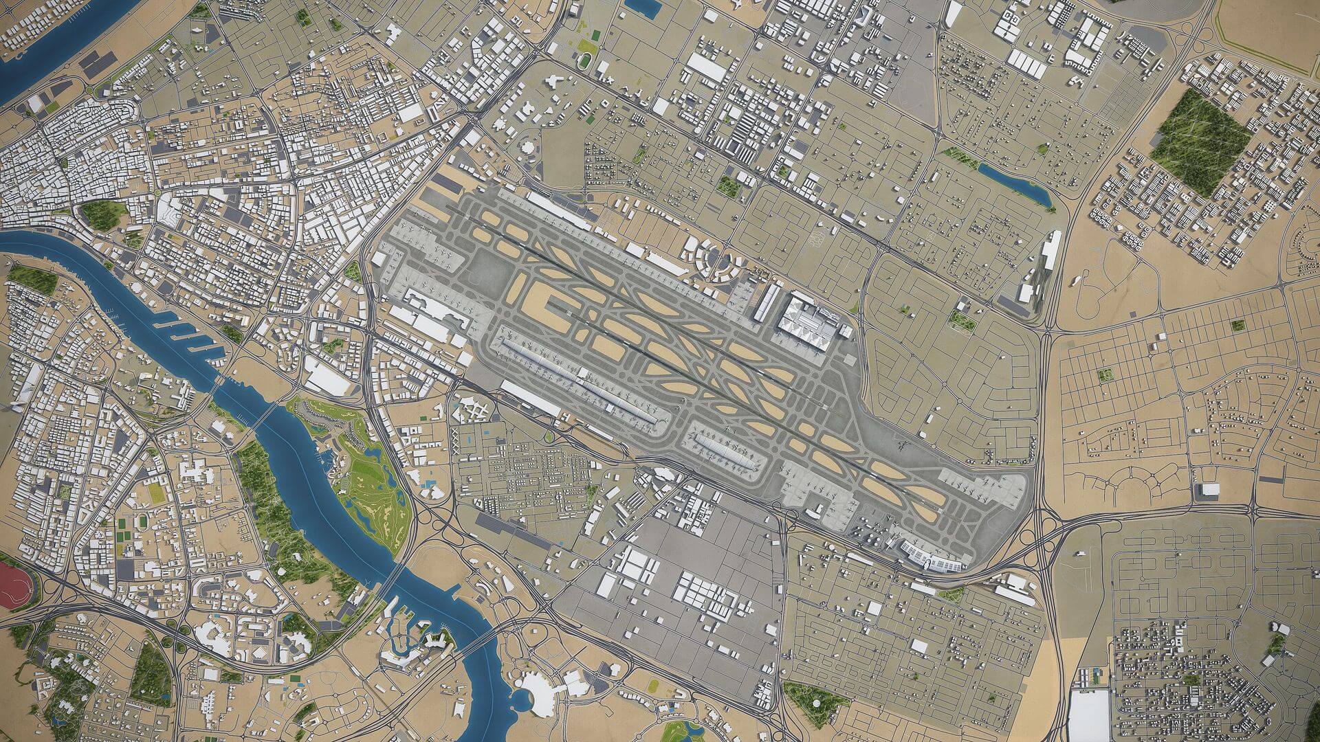 Dubai International Airport - DXB 3D Model by 3dcitymodels