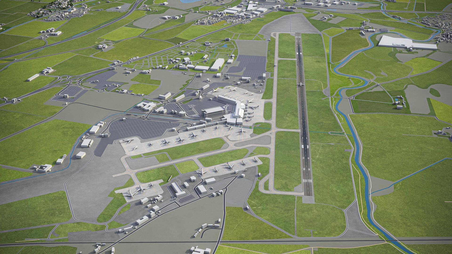 Edinburgh Airport - EDI 3D Model by 3dcitymodels