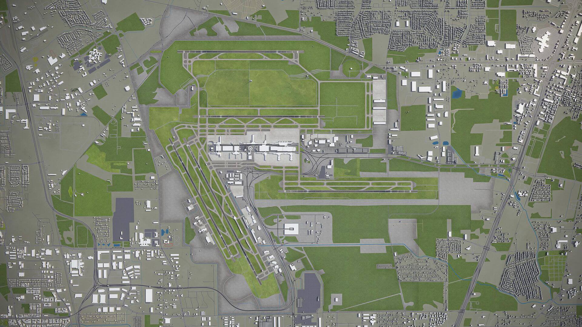 George Bush Intercontinental Airport - IAH 3D Model by 3dcitymodels