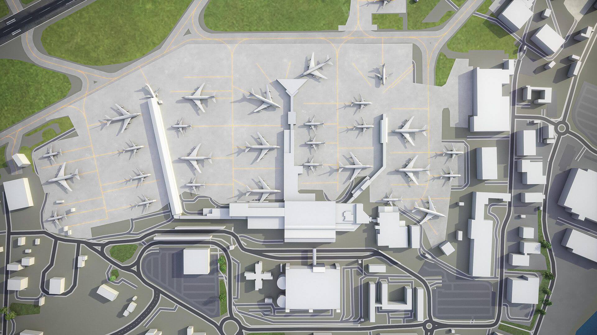Glasgow Airport - GLA 3D Model by 3dcitymodels