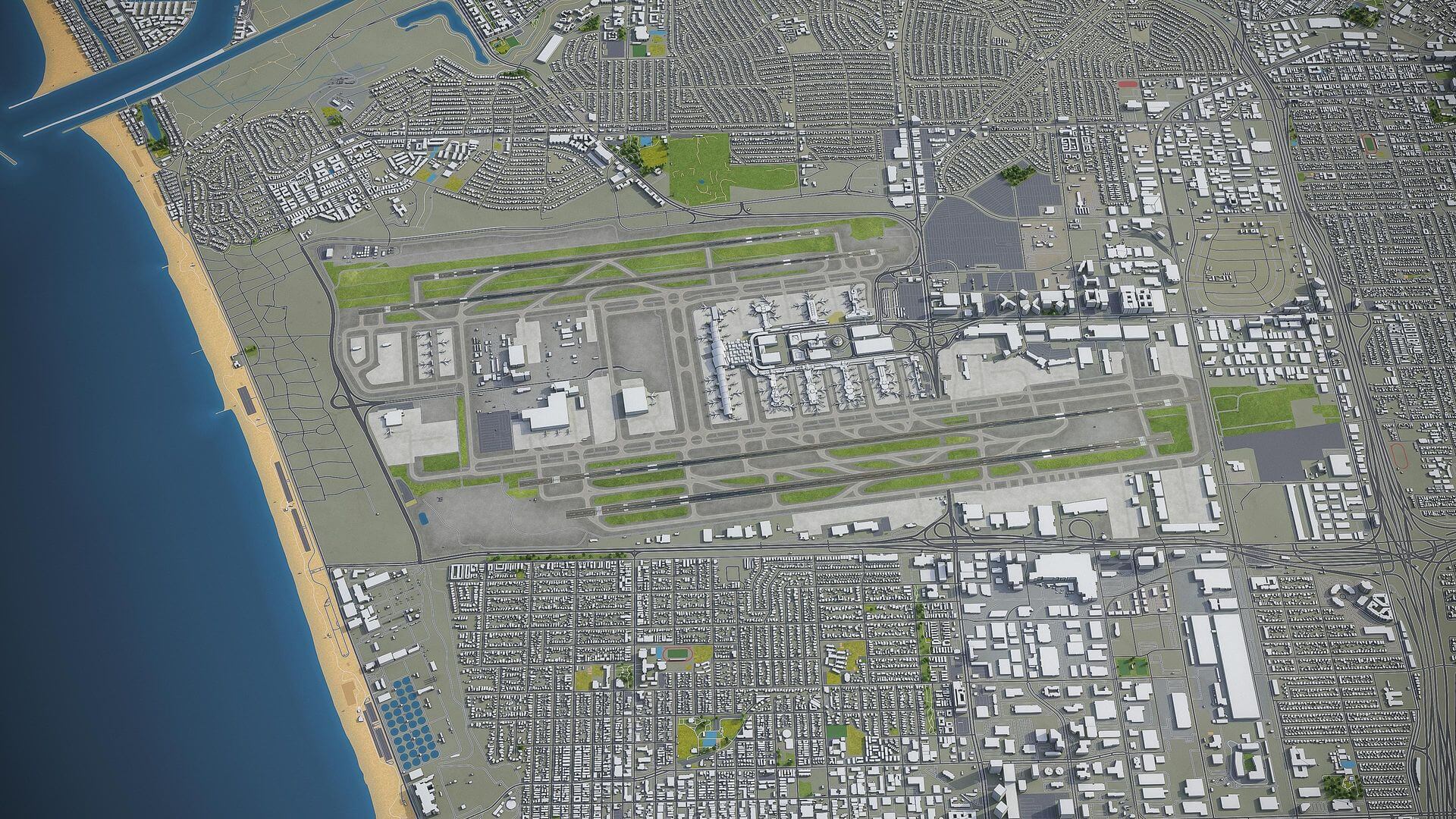 Los Angeles International Airport - LAX 3D Model by 3dcitymodels