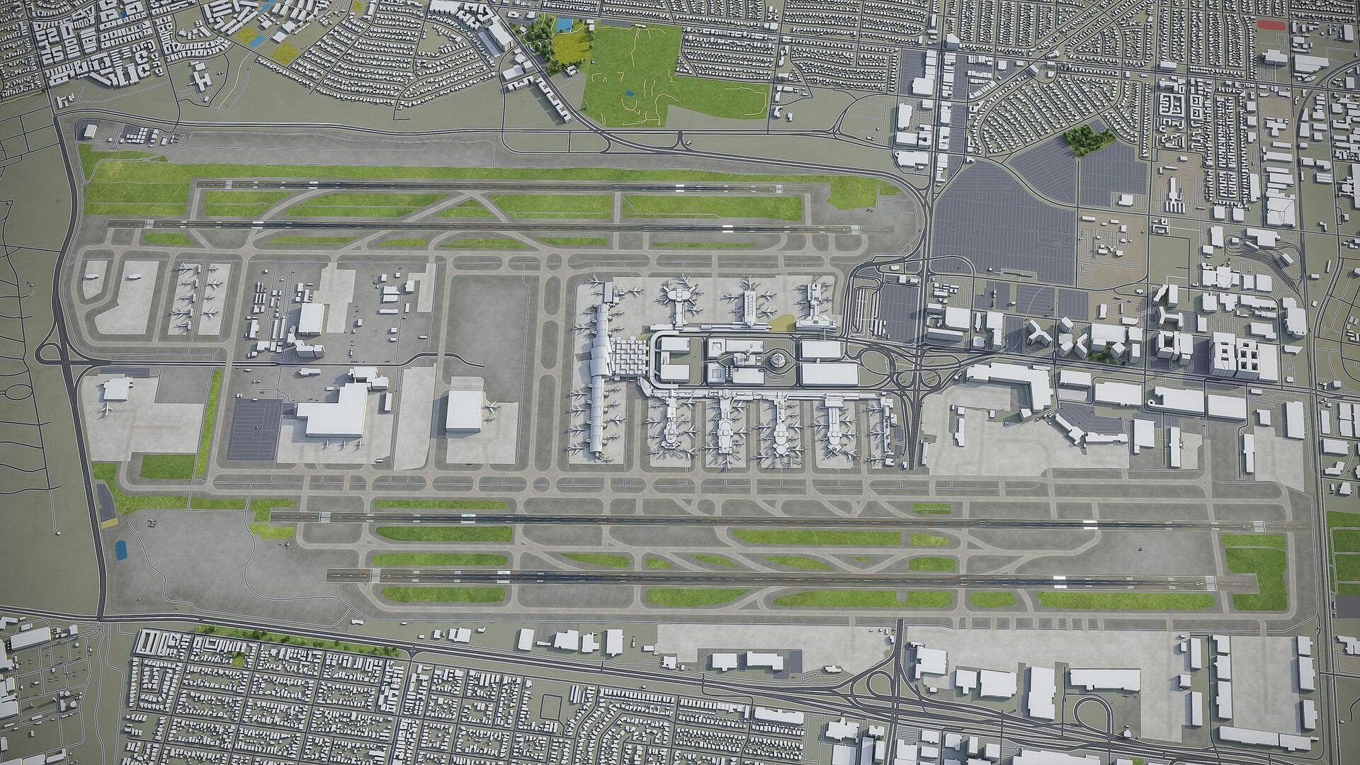 Los Angeles International Airport - LAX 3D Model by 3dcitymodels