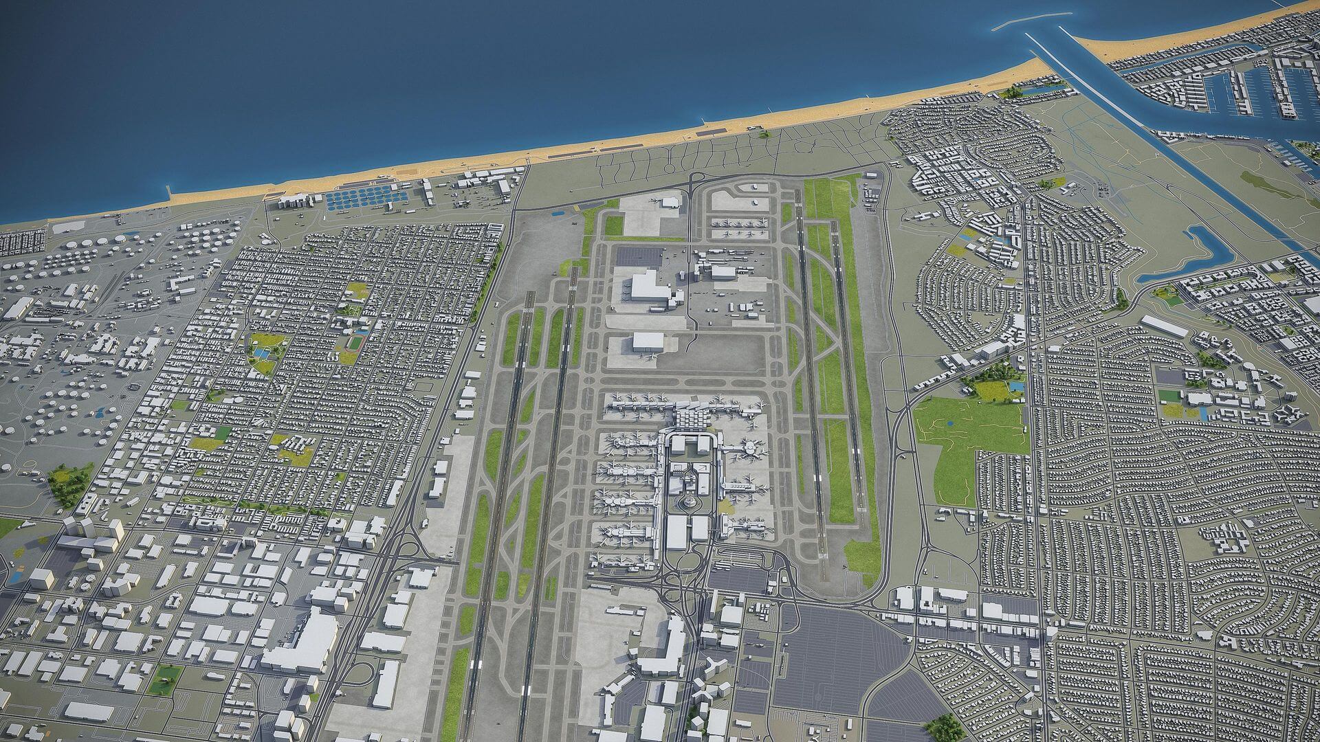 Los Angeles International Airport - LAX 3D Model by 3dcitymodels