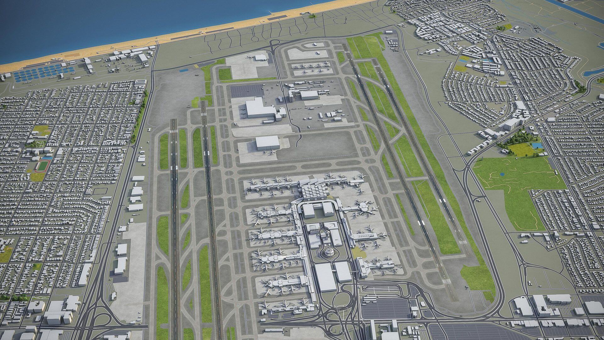 Los Angeles International Airport - LAX 3D Model by 3dcitymodels