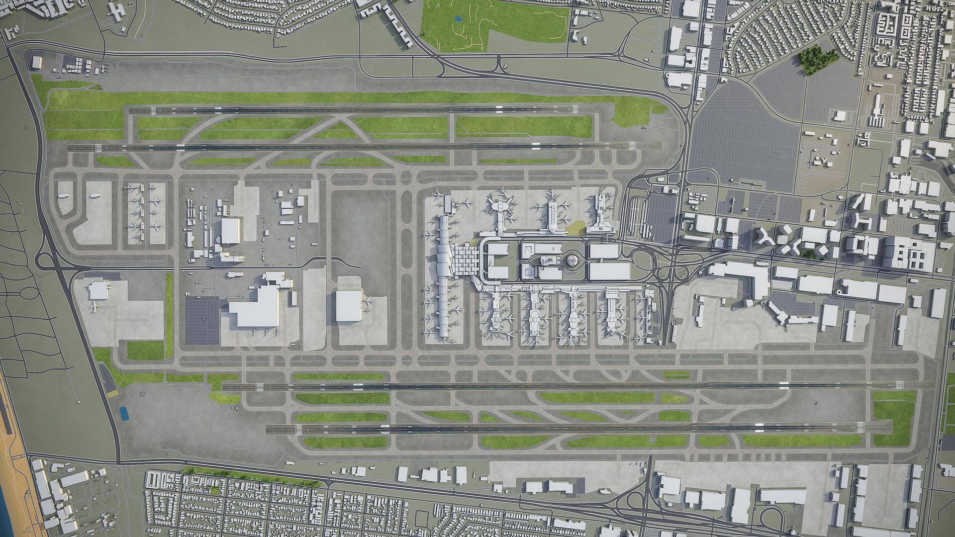 Los Angeles International Airport - LAX 3D Model by 3dcitymodels