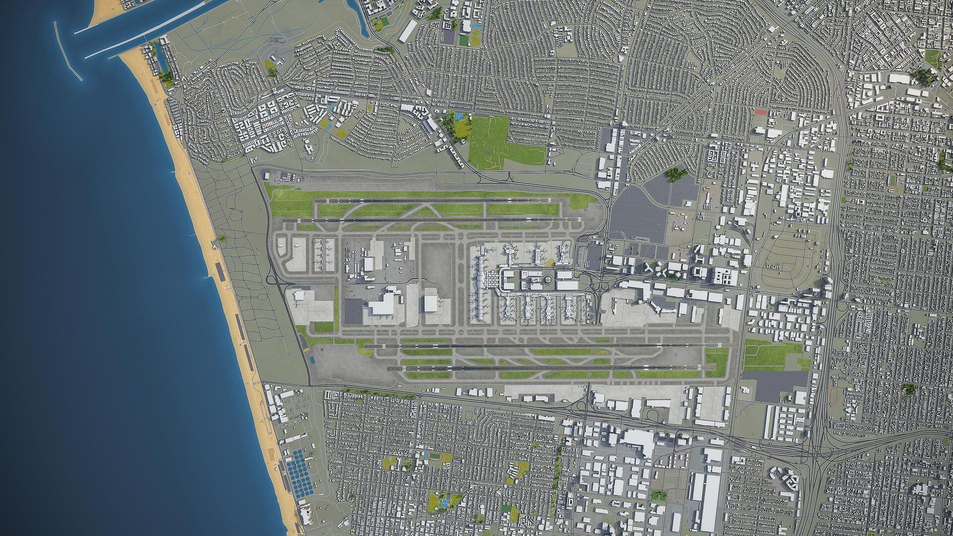 Los Angeles International Airport - LAX 3D Model by 3dcitymodels