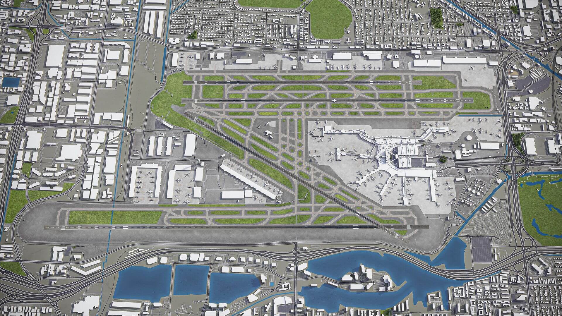 Miami International Airport - MIA 3D Model by 3dcitymodels