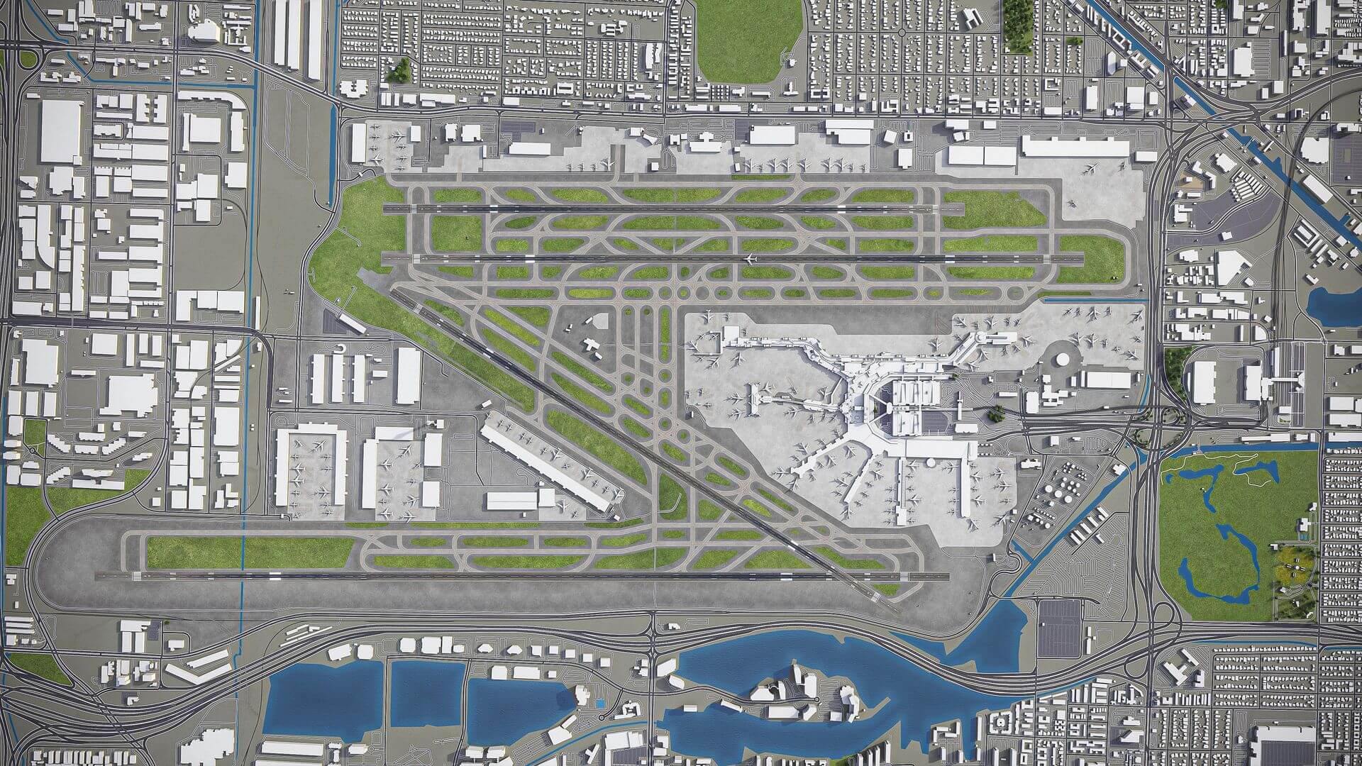 Miami International Airport - MIA 3D Model by 3dcitymodels