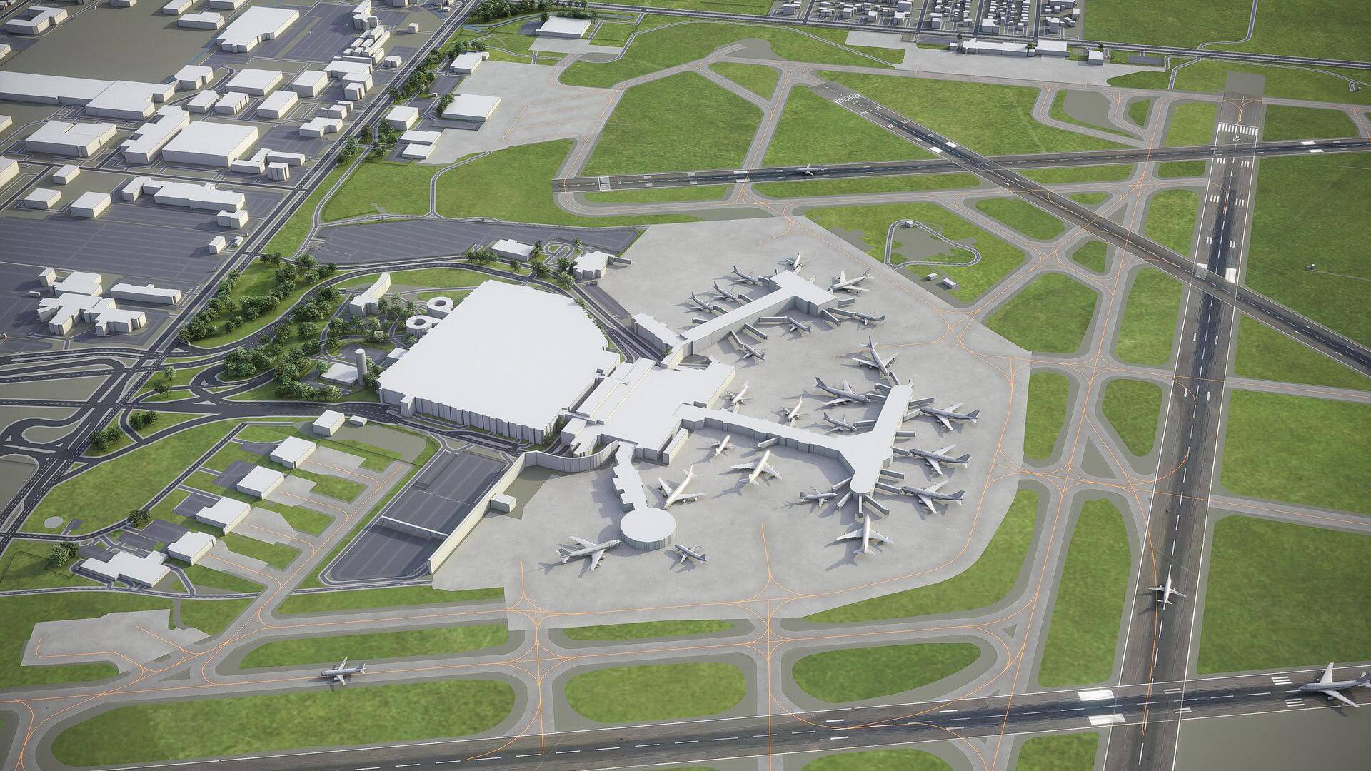 Milwaukee Mitchell International Airport - MKE 3D Model by 3dcitymodels