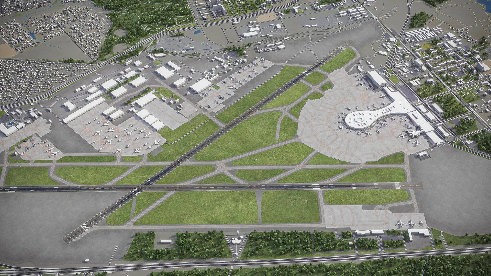 Moscow Vnukovo International Airport - VKO 3D Model by 3dcitymodels