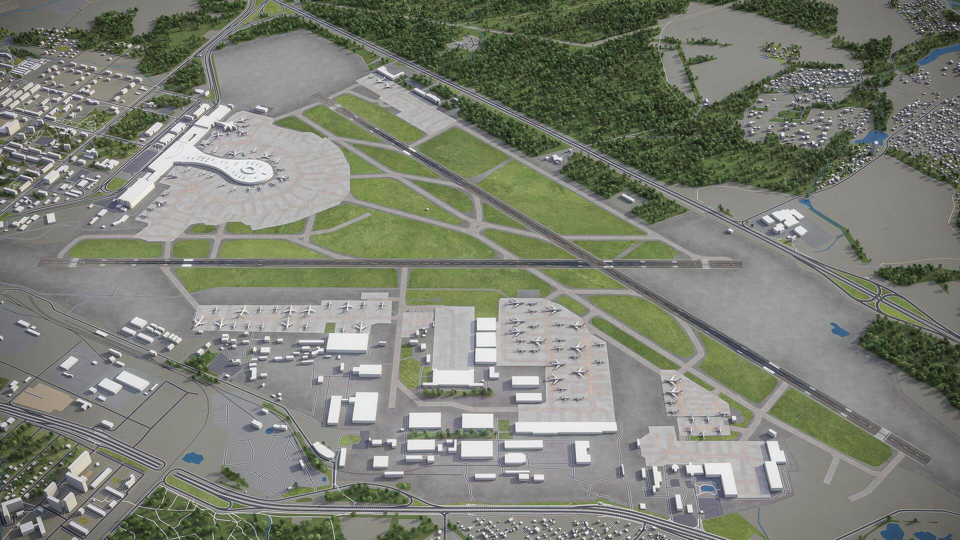 Moscow Vnukovo International Airport - VKO 3D Model by 3dcitymodels