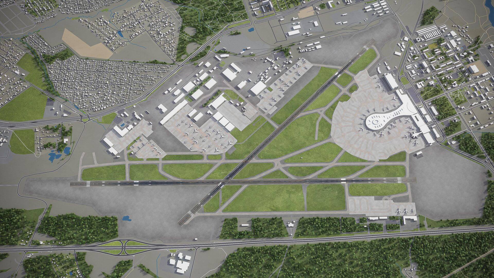 Moscow Vnukovo International Airport - VKO 3D Model by 3dcitymodels