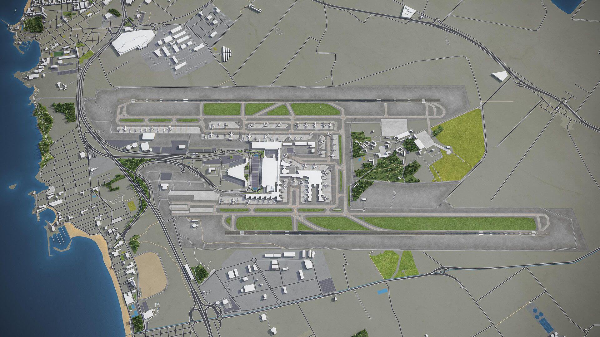 Palma De Mallorca Airport - PMI 3D Model by 3dcitymodels