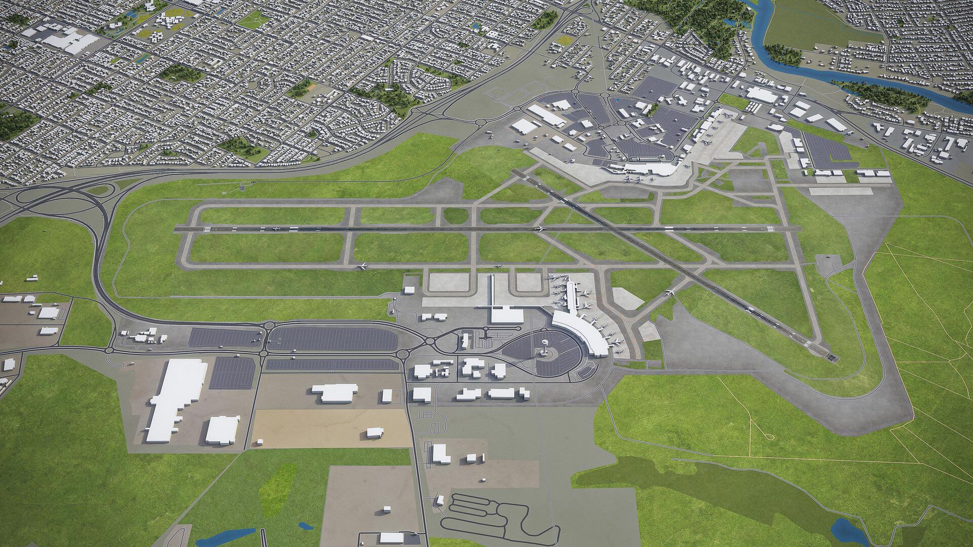 Perth Airport - PER 3D Model by 3dcitymodels