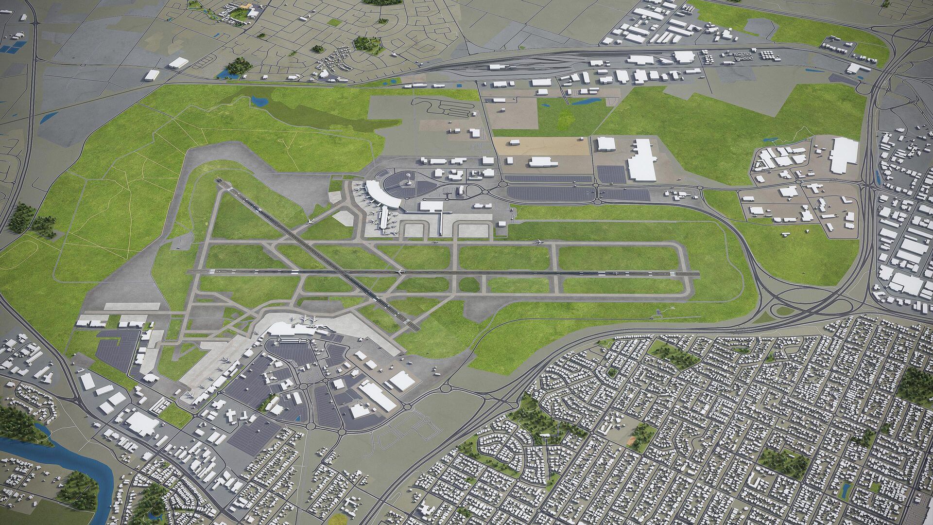 Perth Airport - PER 3D Model by 3dcitymodels