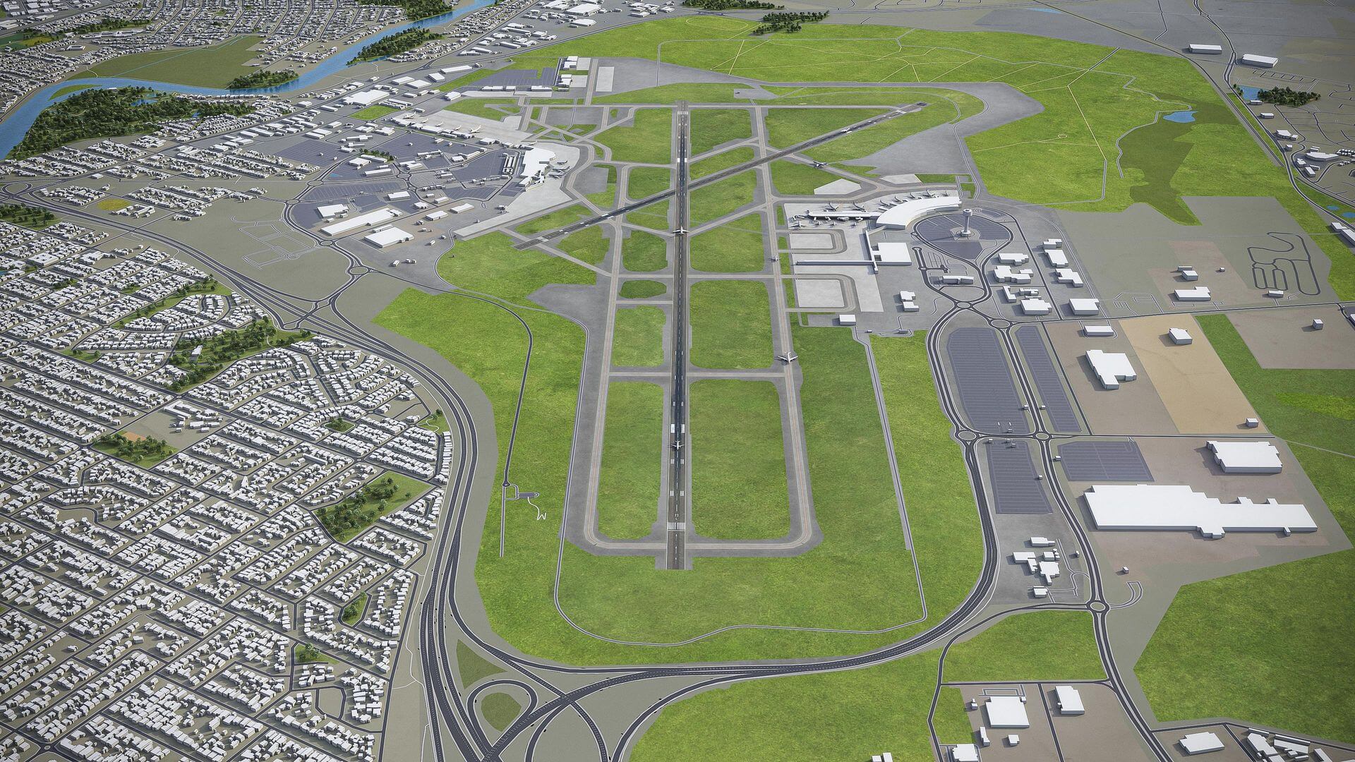 Perth Airport - PER 3D Model by 3dcitymodels